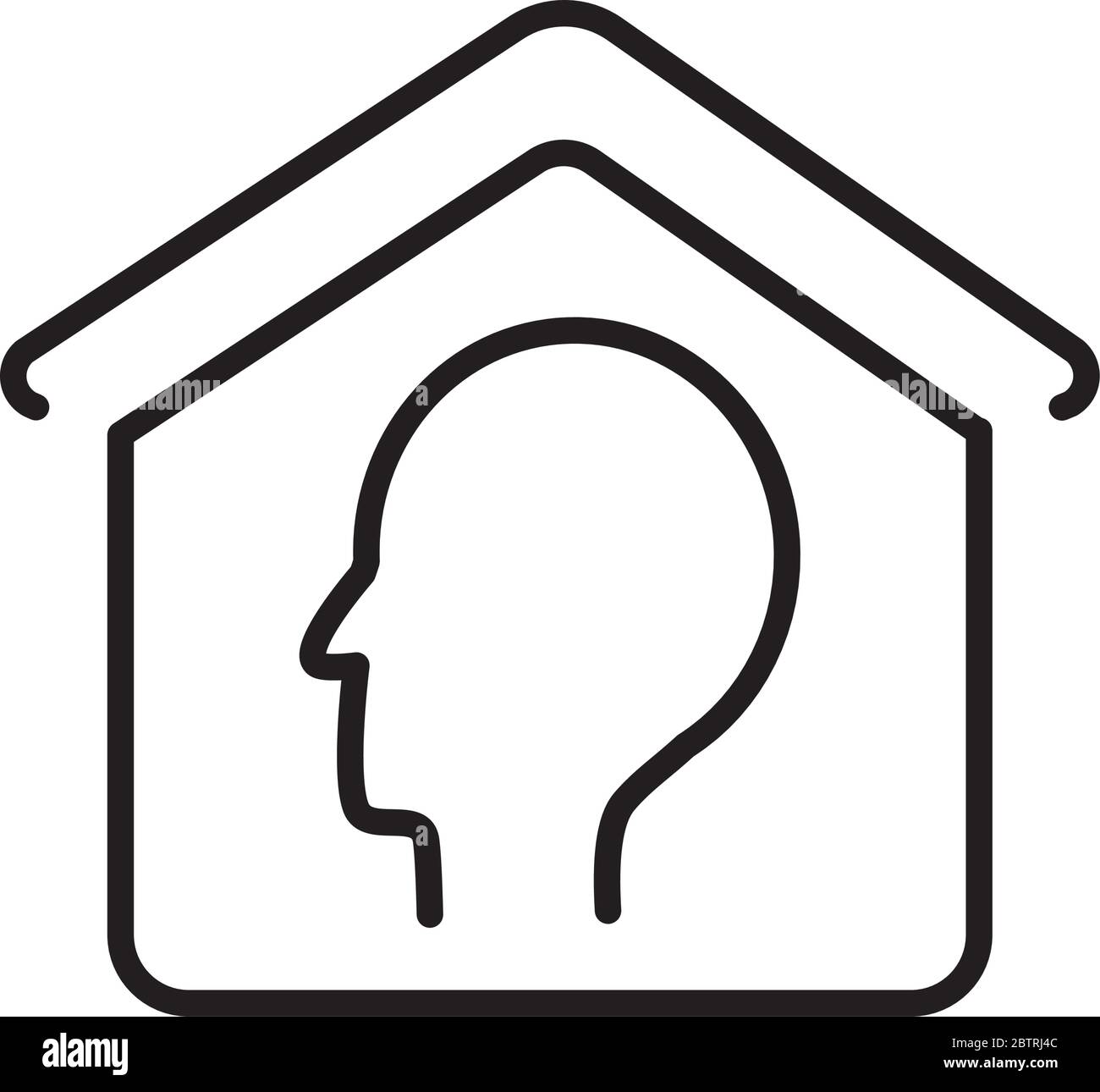head inside the house icon over white background, line style, vector ...