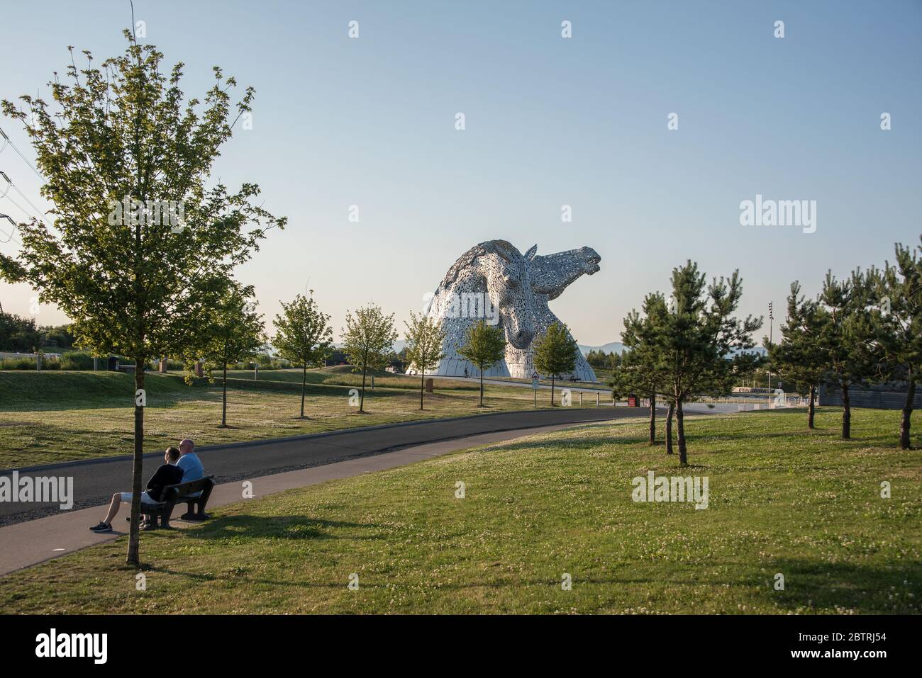 Helix Park Falkirk with the Kelpies sculptures in background Stock ...