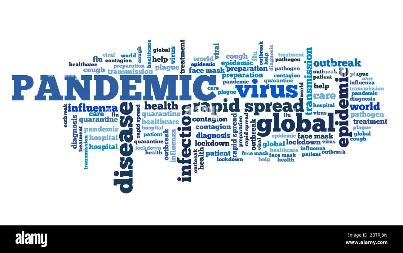 Pandemic word collage. Pandemic conceptual word cloud. Global epidemic ...