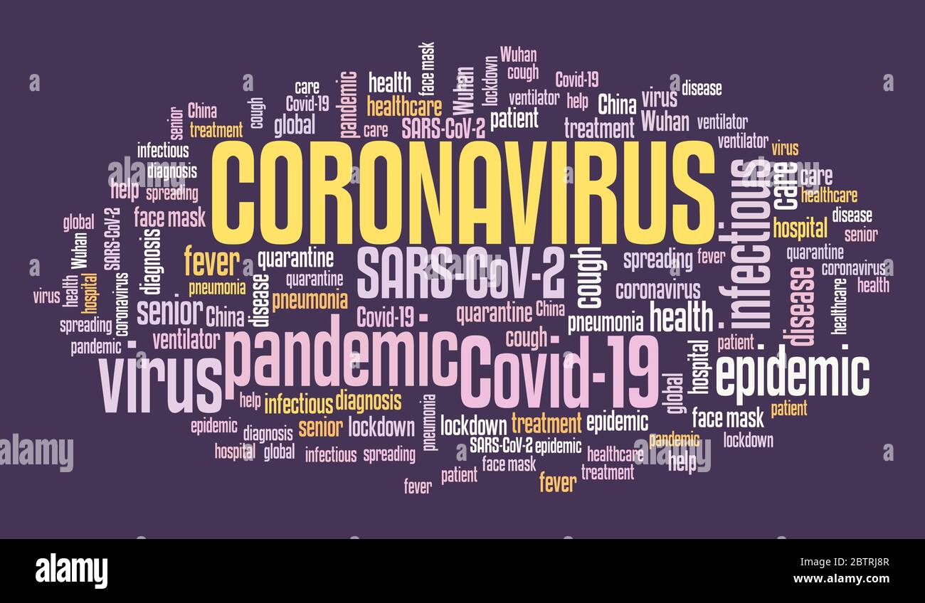 Coronavirus word cloud. Coronavirus text sign. Infectious disease ...