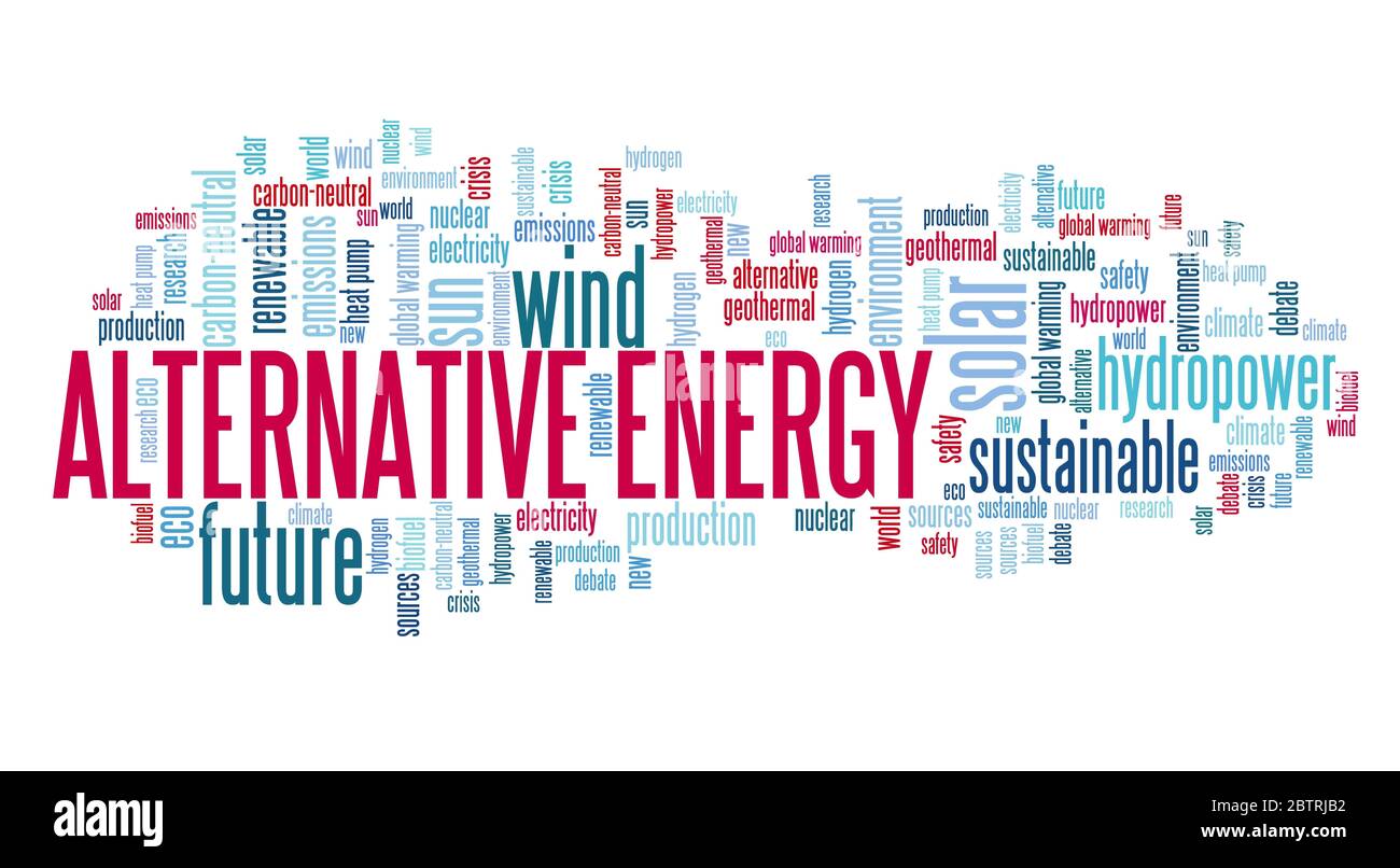 Alternative energy concept. Renewable energy sources word cloud collage ...