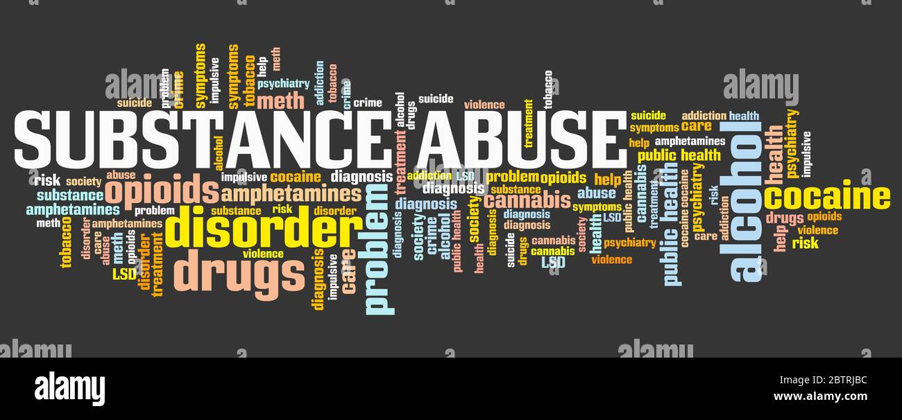 Substance abuse word cloud collage. Drug and alcohol addiction concepts ...