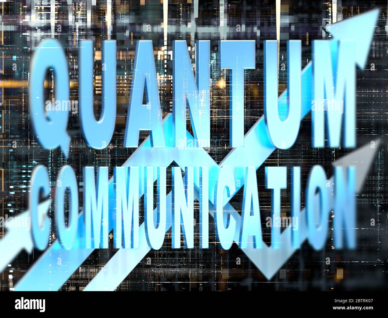 QUANTUM COMMUNICATION business graph with arrows tending upwards ...
