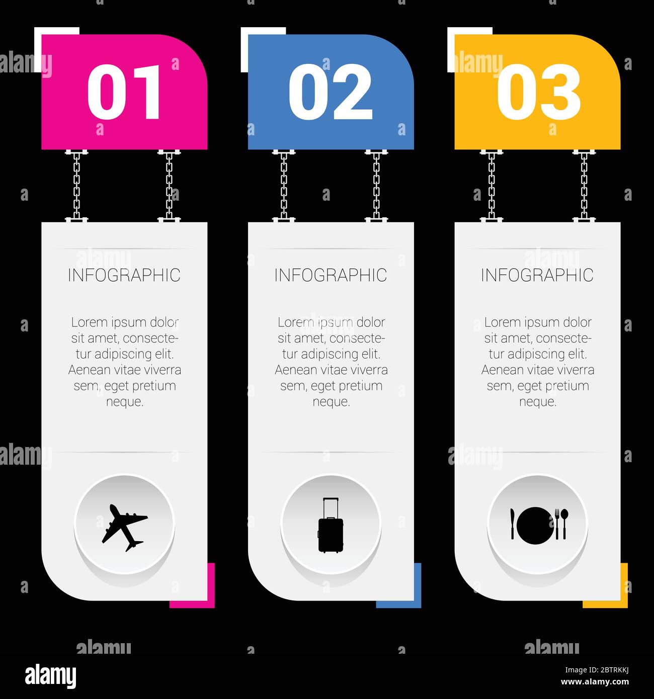 infographic set illustration on chain with icon in colorful Stock ...