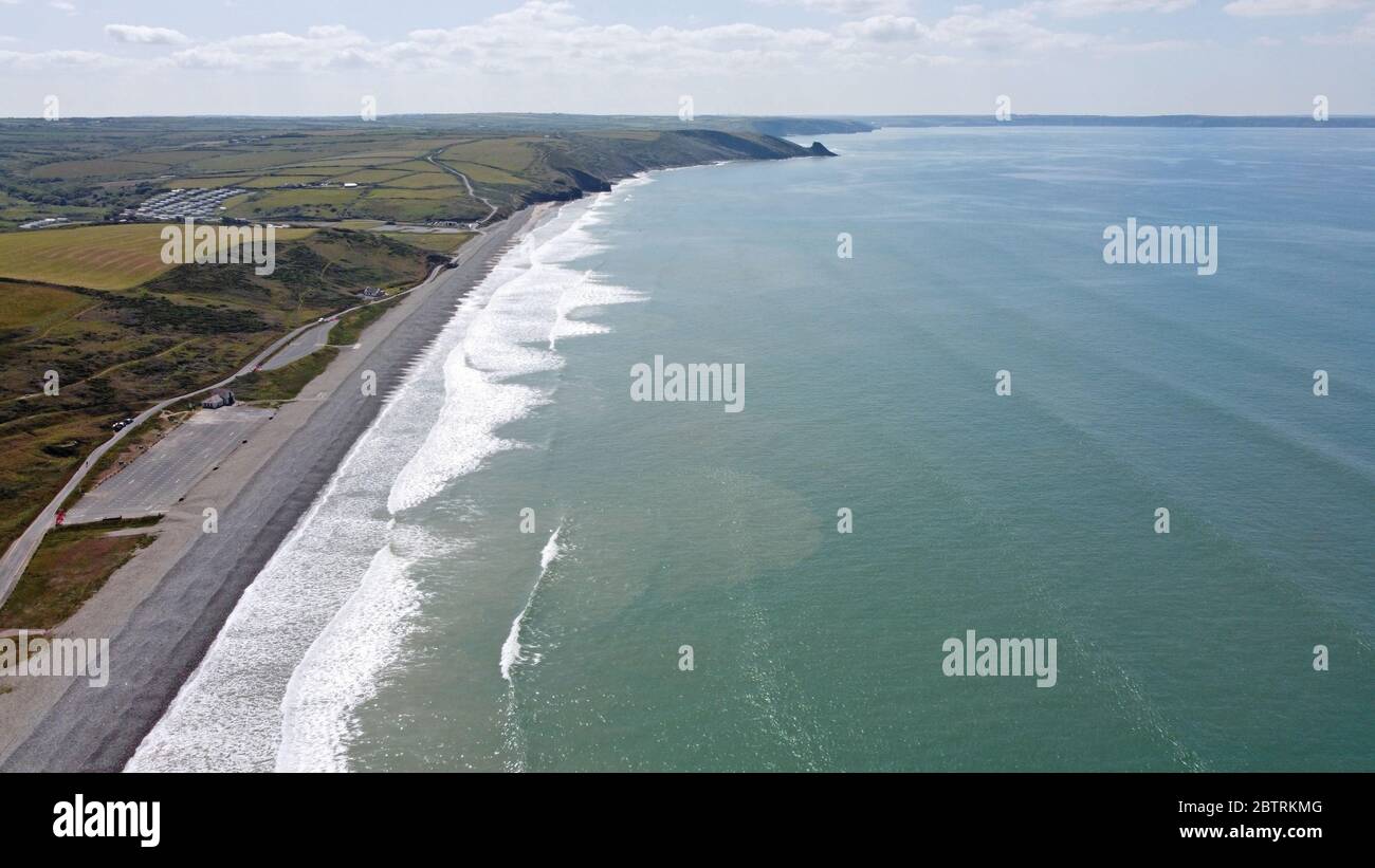Aerial view of Newgale beach, Pembrokeshire Wales UK Stock Photo - Alamy