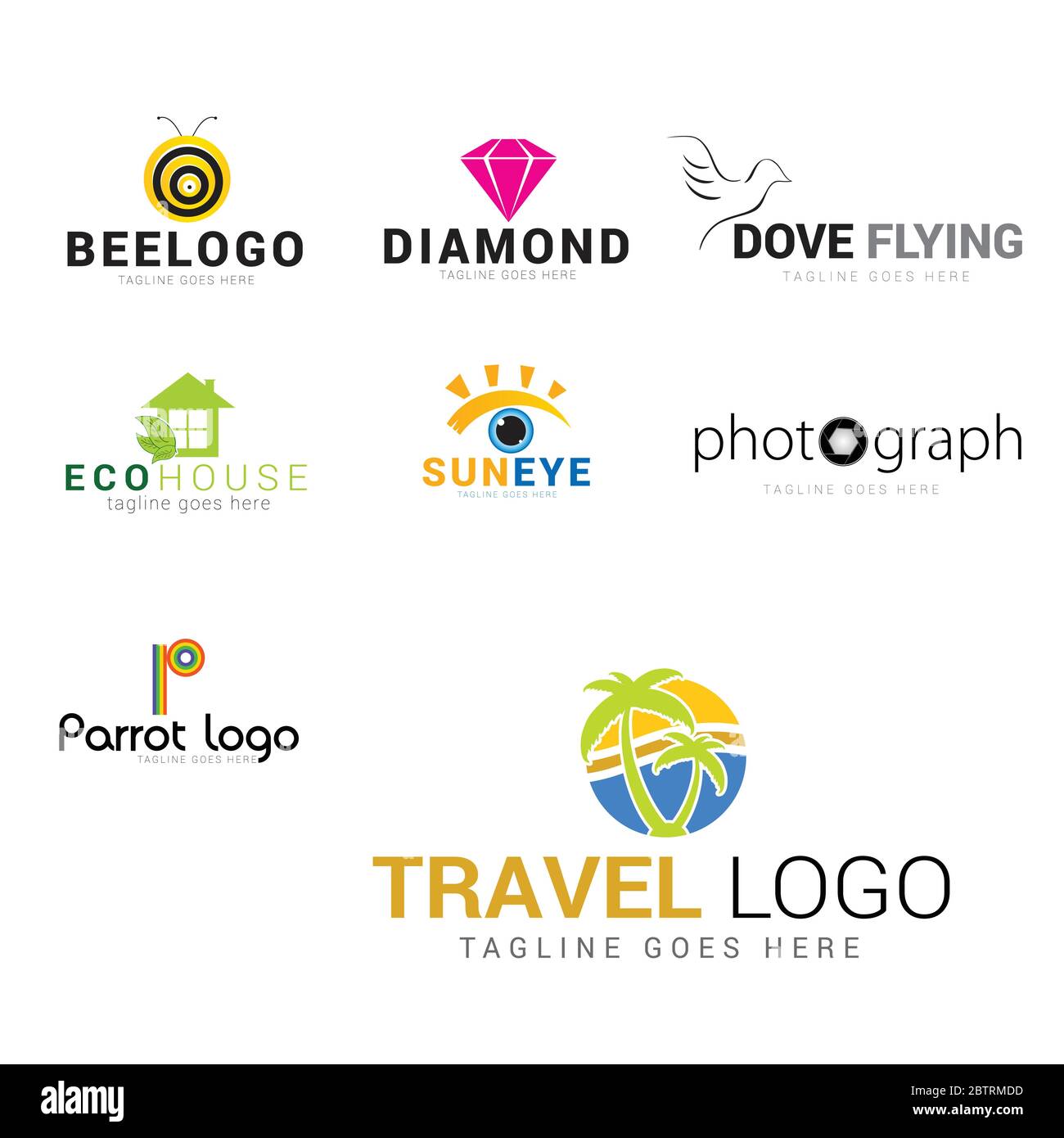 icon set illustration in colorful with travel tag Stock Vector Image ...