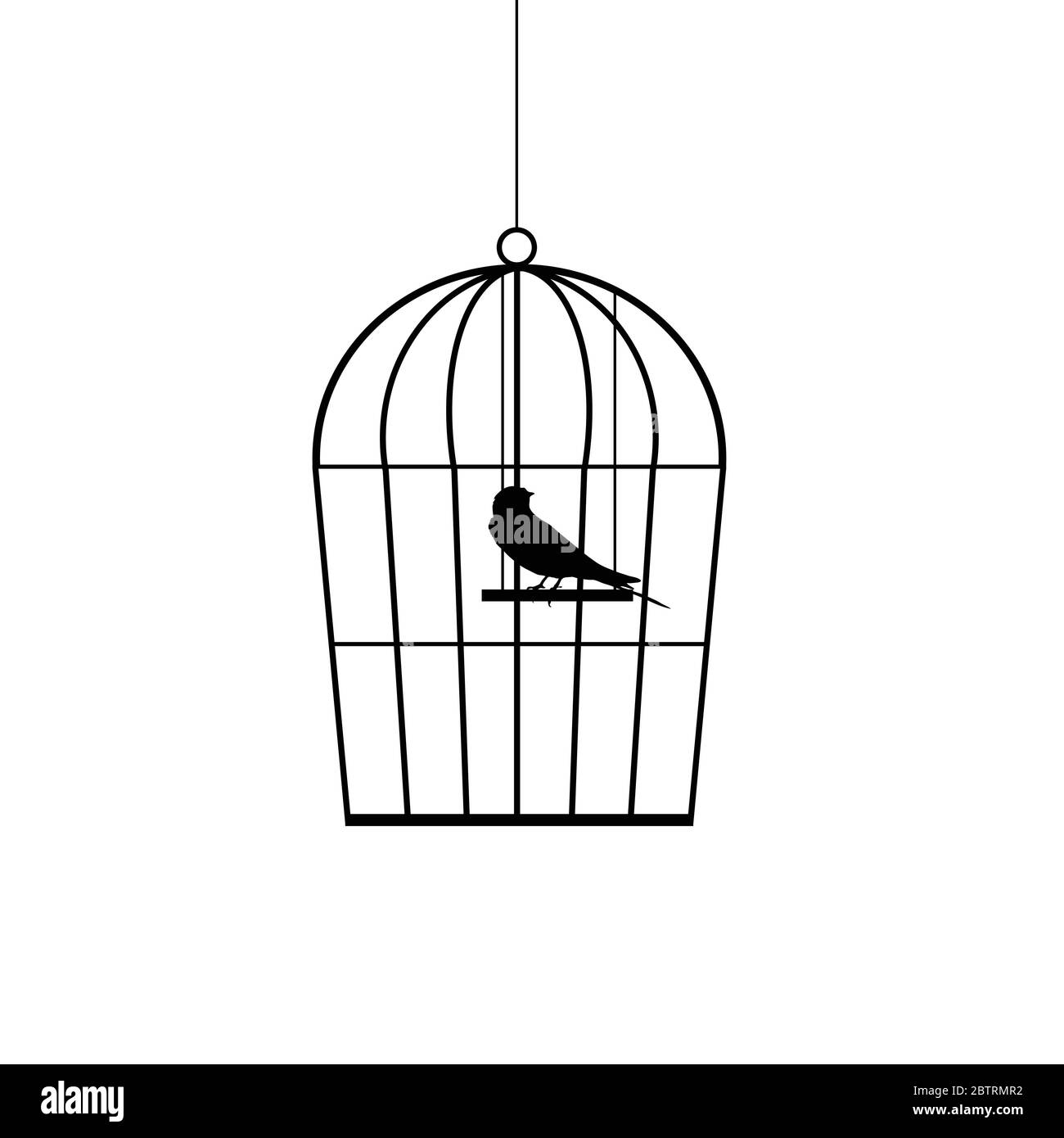 sparrow in a cage black vector silhouette Stock Vector Image & Art - Alamy