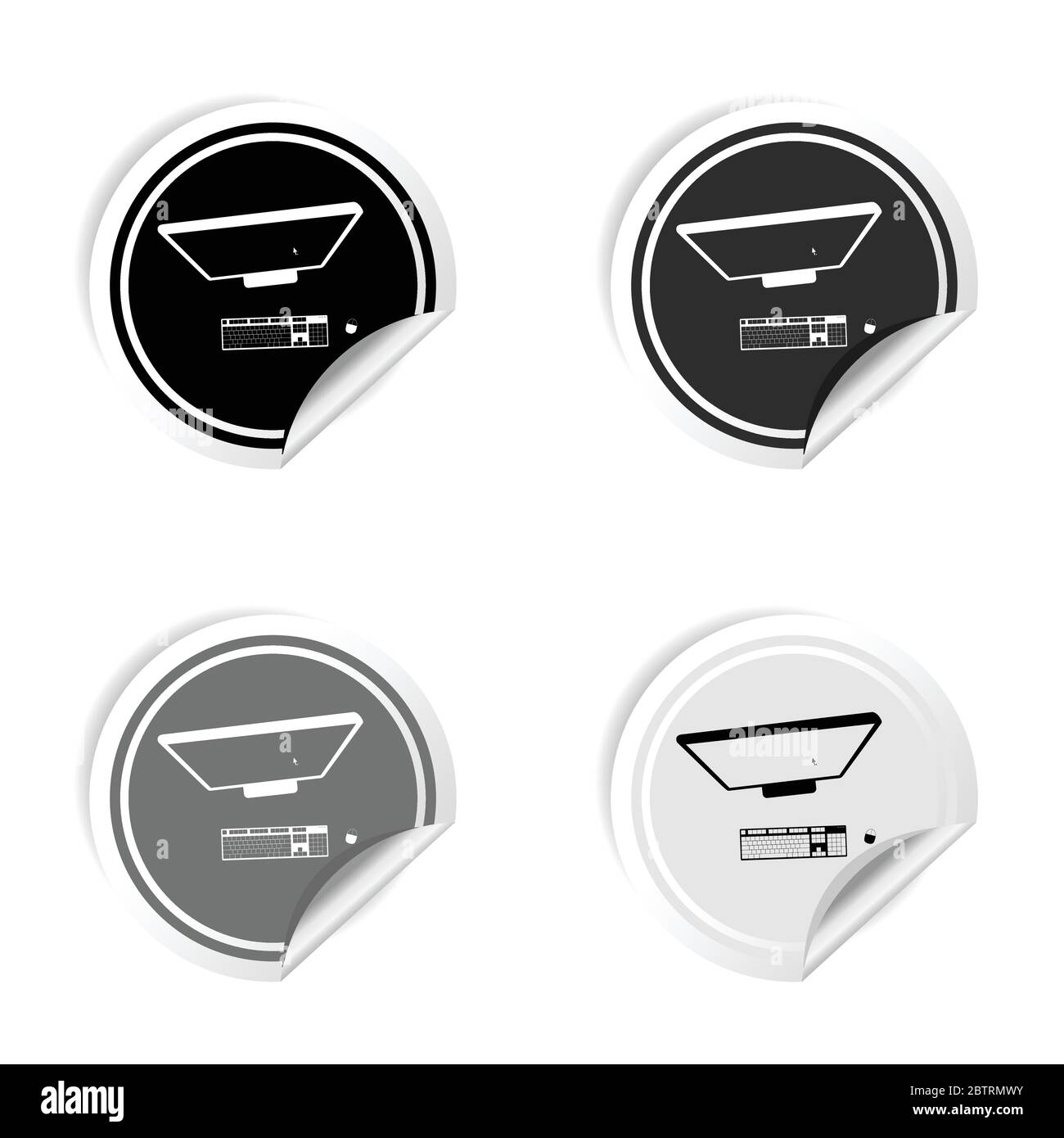 sticker of computer vector art illustration Stock Vector Image & Art ...