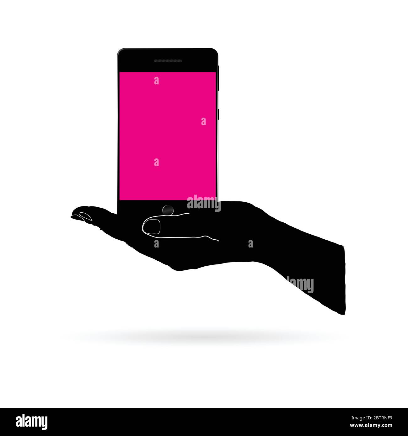Mobile phone on pink Stock Vector Images - Alamy