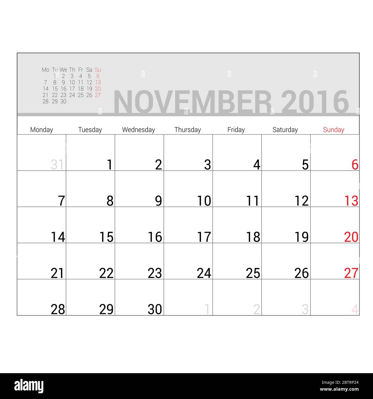 planners for 2016 november vector illustration Stock Vector Image & Art ...