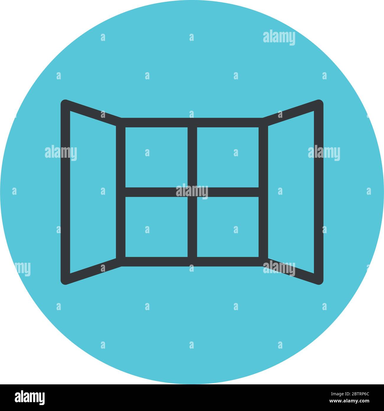 opened window icon over white background, block line style, vector ...