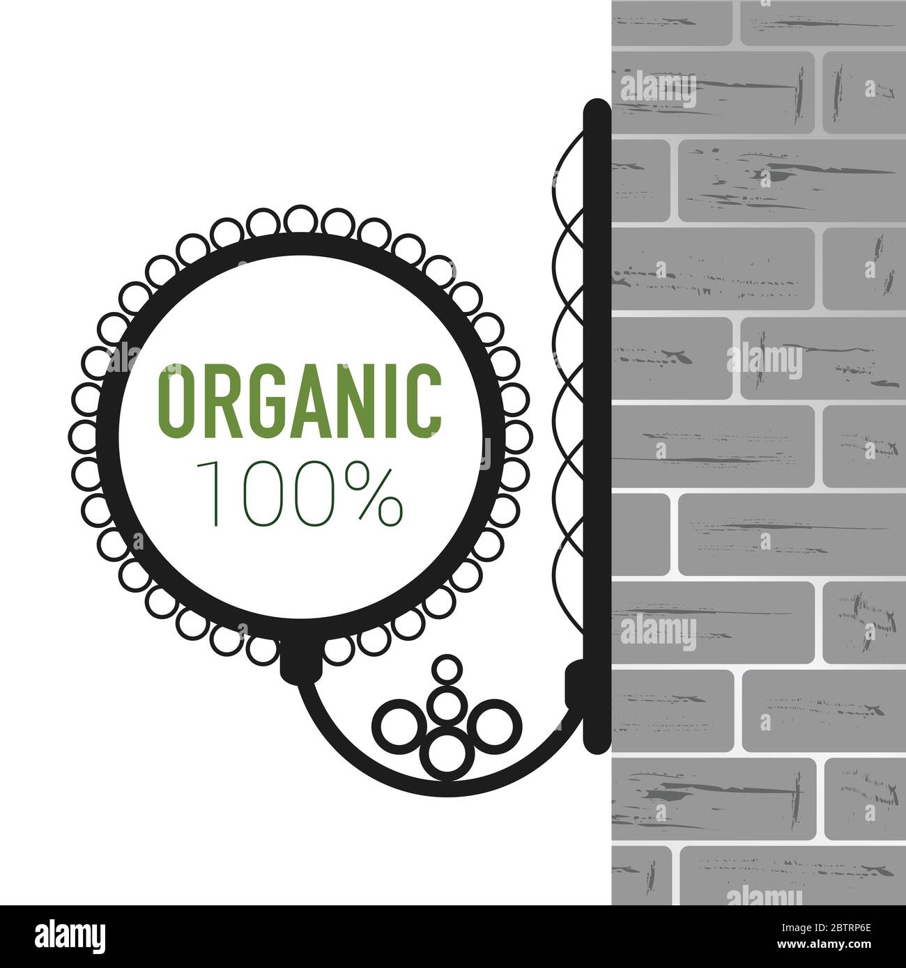 organic symbol green on brick wall vector illustration Stock Vector ...