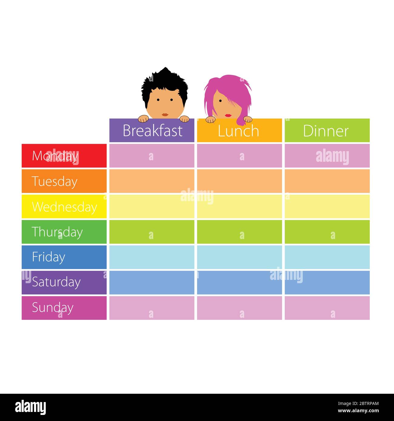 timetable with happy kids color vector illustration Stock Vector Image ...