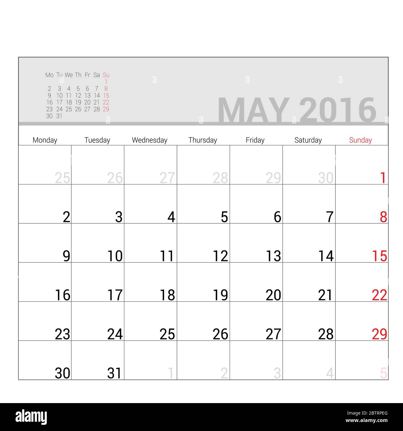 planners for 2016 may vector illustration Stock Vector Image & Art - Alamy