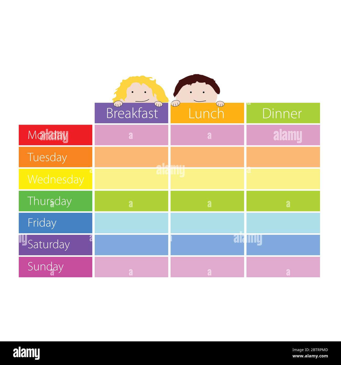 timetable with kids color vector illustration Stock Vector Image & Art ...