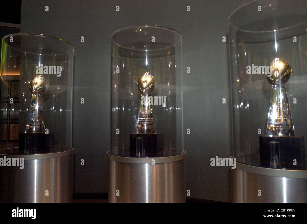 Super Bowl I, II and XXXI Lombardi trophies on display at the Green Bay ...