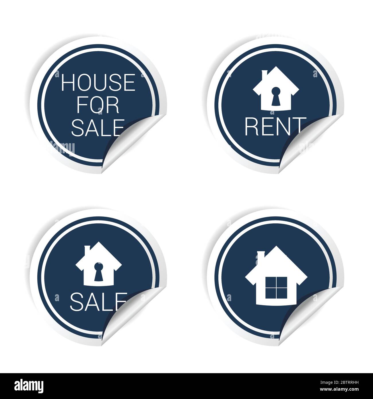sticker of house for sale and rent blue vector Stock Vector Image & Art ...