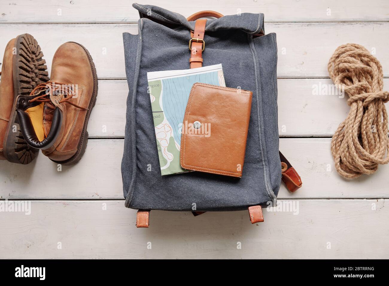 Map backpack table hi-res stock photography and images - Alamy