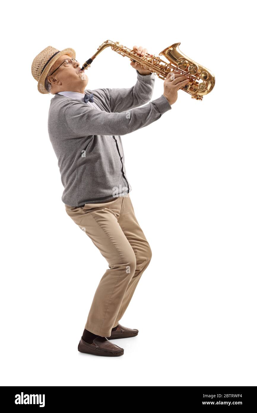 Old man playing saxophone Cut Out Stock Images & Pictures - Alamy