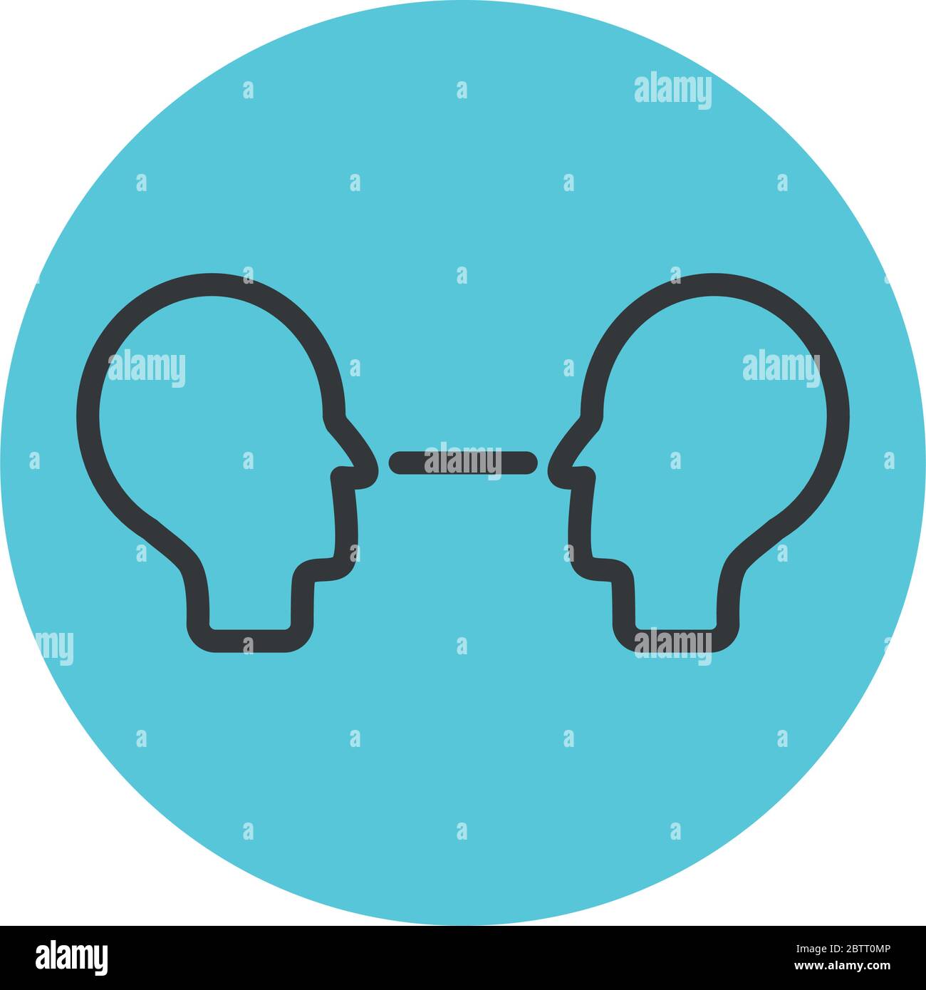 communication concept, heads face to face icon over white background ...