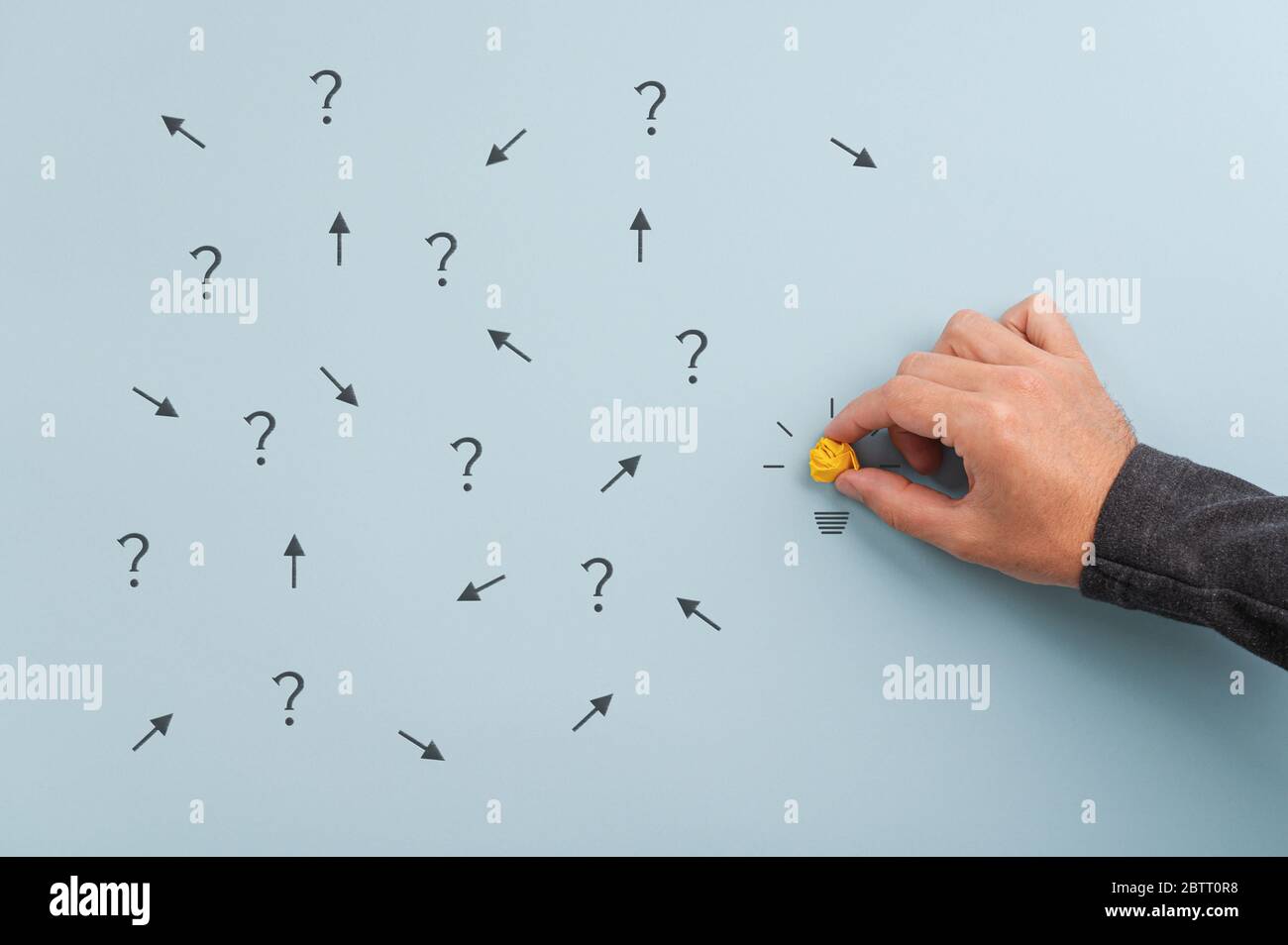 Brainstorming and decision making conceptual image - question marks and ...