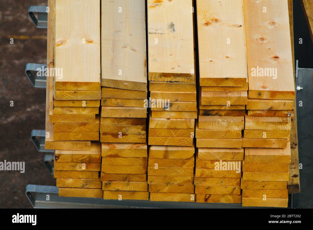 Stacks of planks of timber wood at an industrial supplier Stock Photo ...