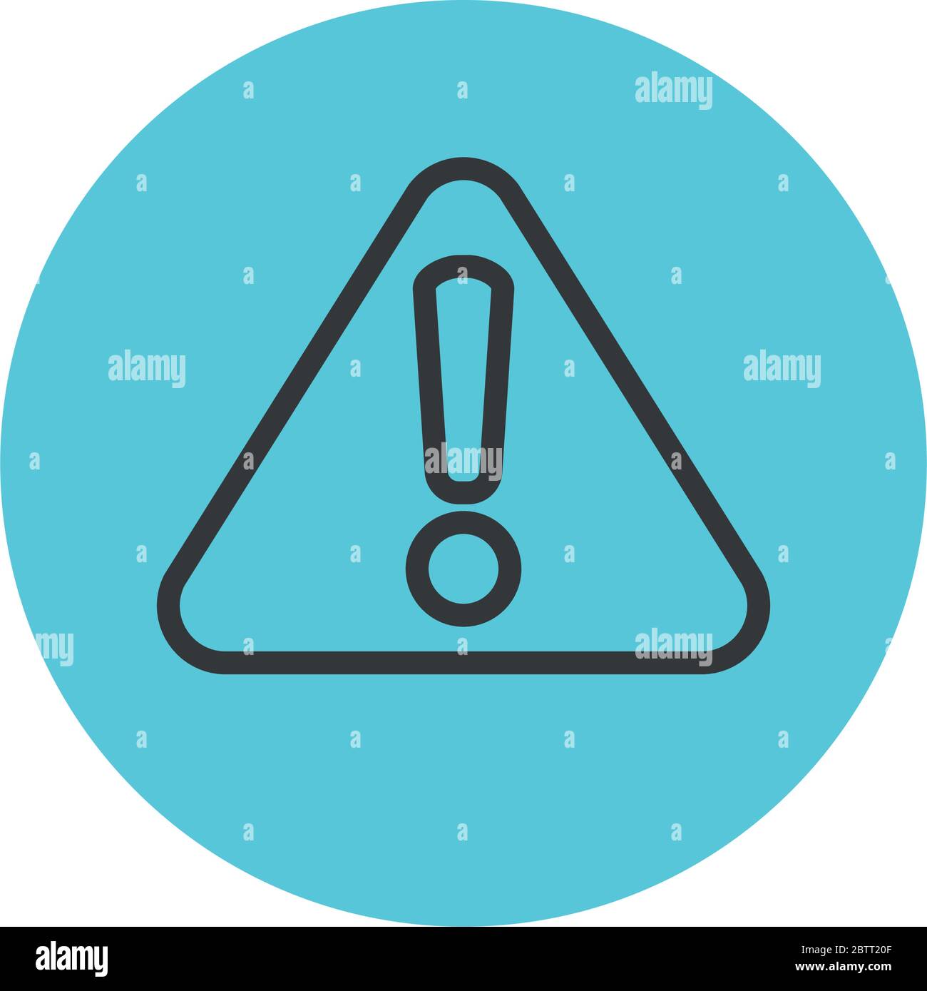 Warning sign icon over white background, block line style, vector ...