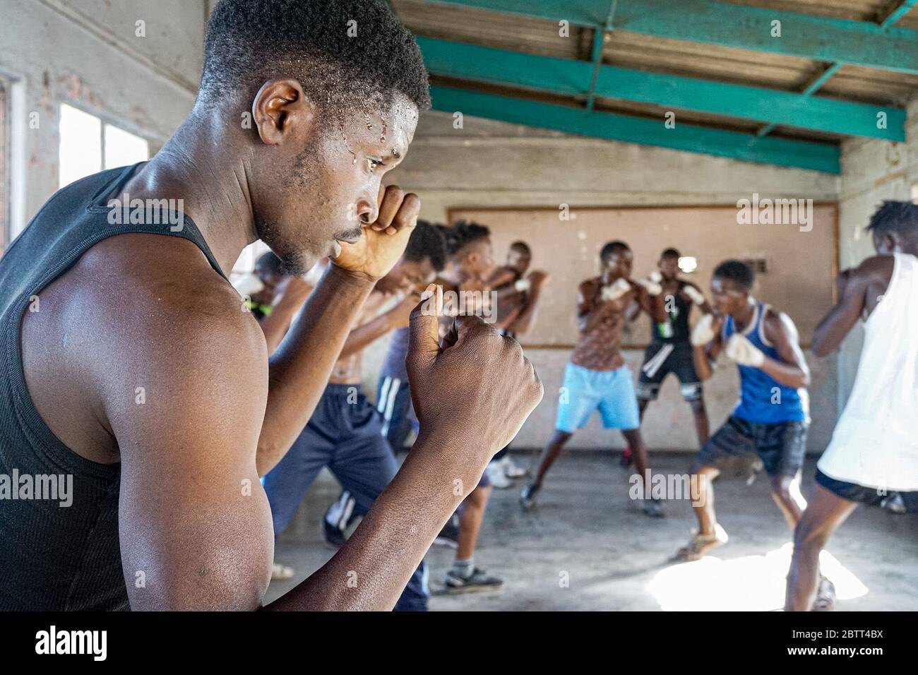 McDonald Garaidenga trains with a boxing club at the Stodart Club Room ...