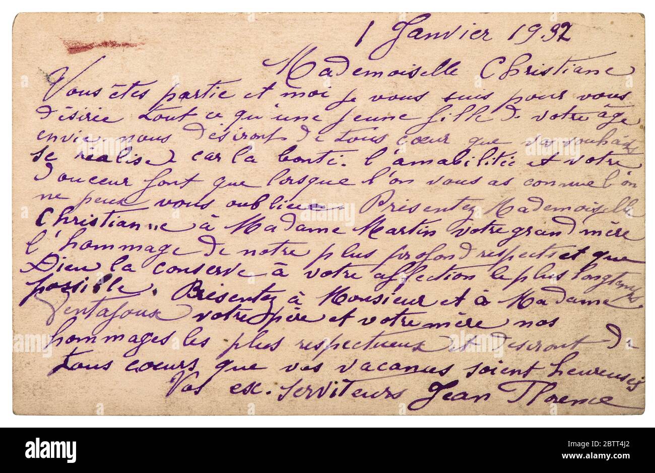 Postcard with vintage unreadable handwriting. Used paper background ...