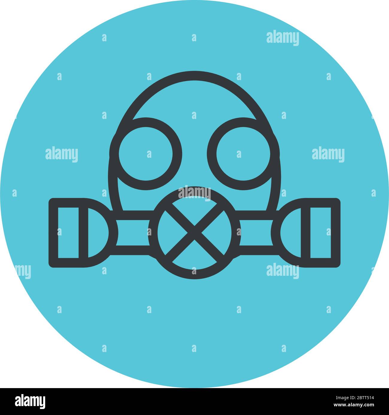 gas protective mask icon over white background, block line style ...