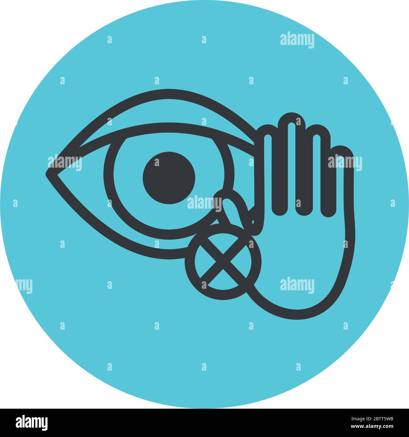 dont touch your eyes symbol, eyes with stop hand and cross icon over ...