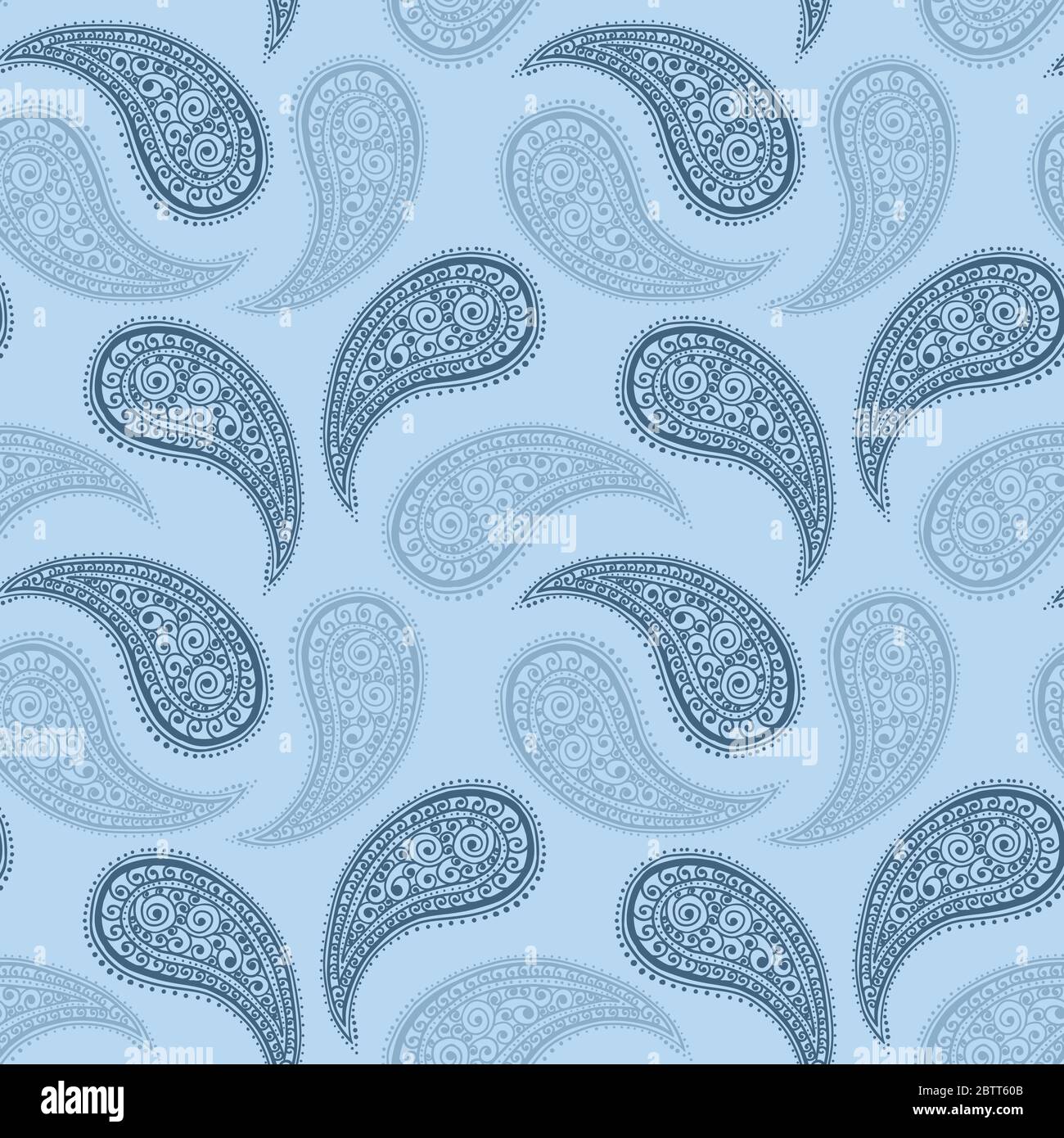 Paisley pattern light blue pale background, seamless floral ornament ...