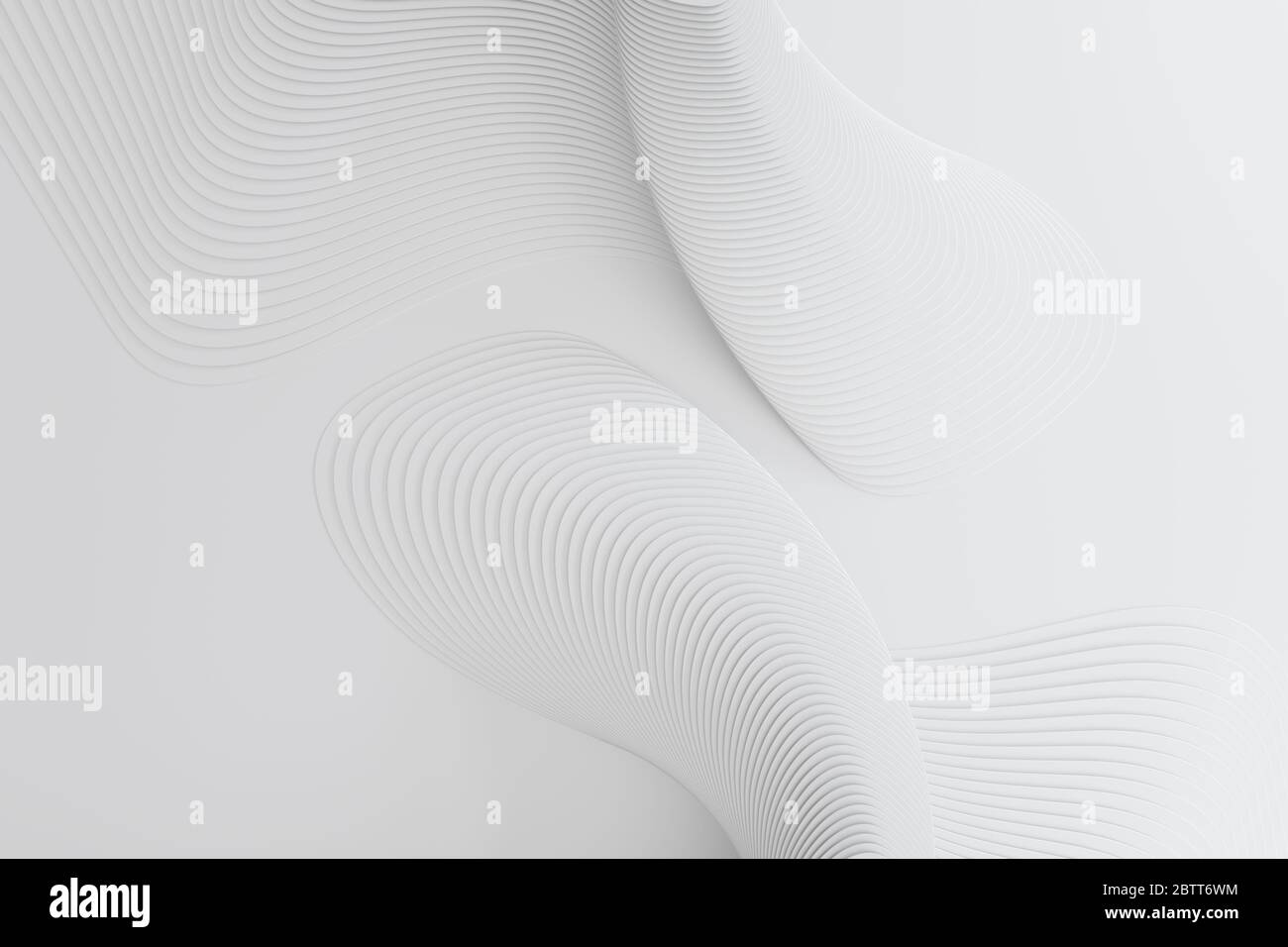 3D rendering of white abstract curved lines on light matte surface ...