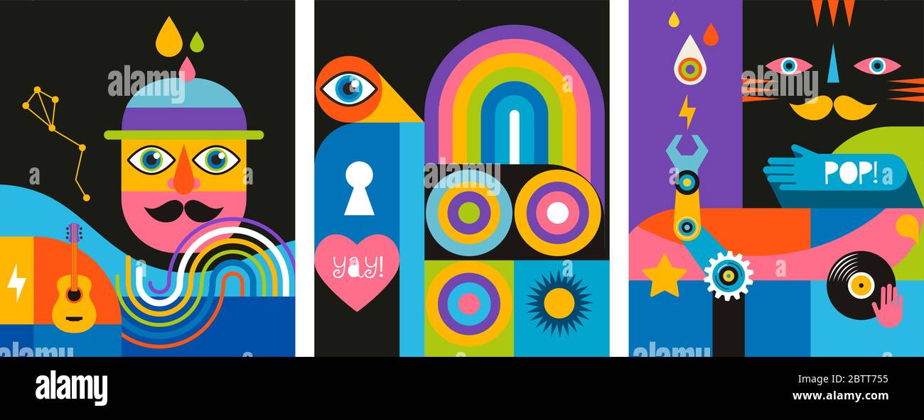 Geometric abstract background, street wall art concept, festival ...