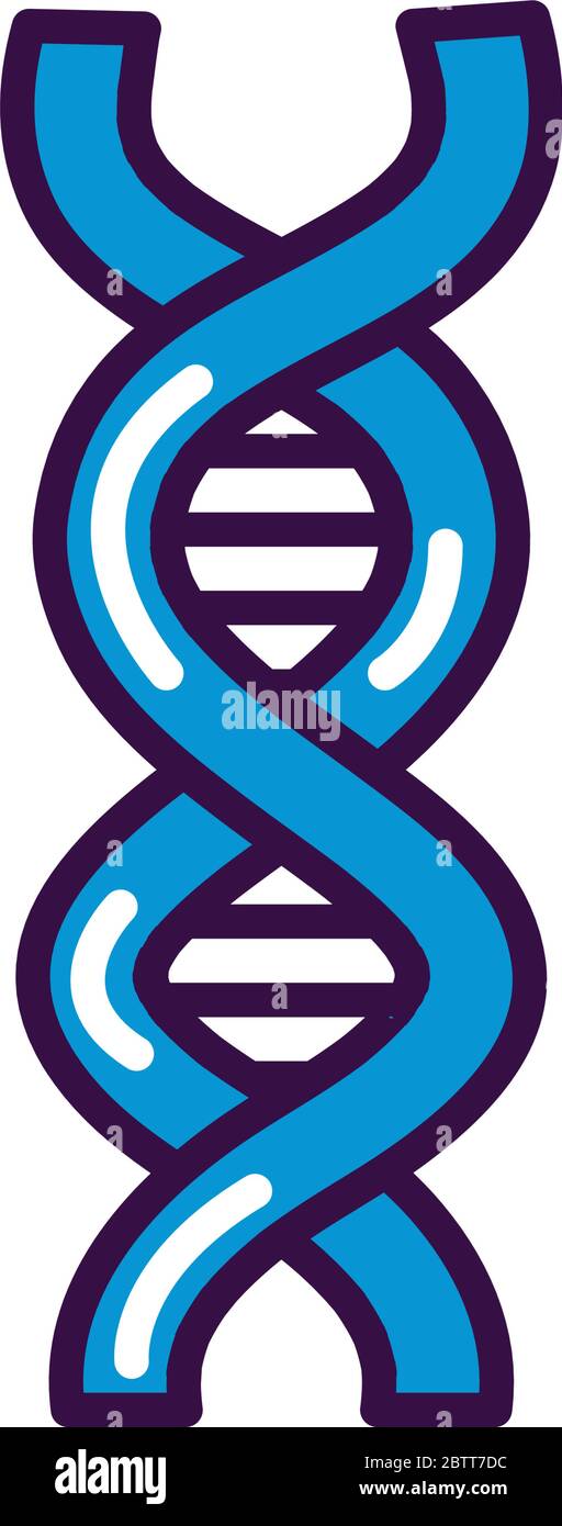 DNA chain icon over white background, line color style, vector ...