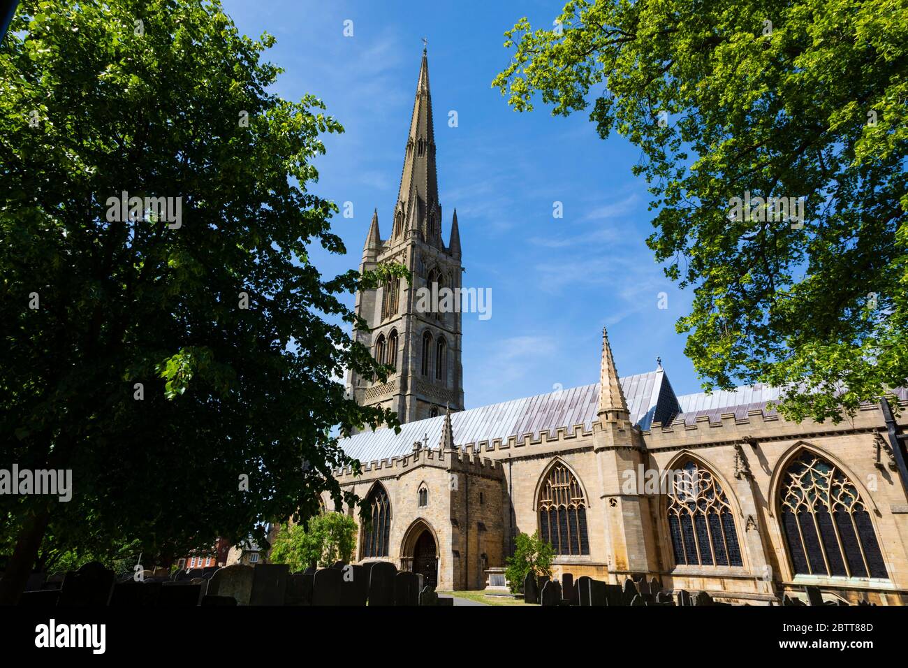 St Wulframs parish church, Grantham, Lincolnshire, England. May 2020 ...