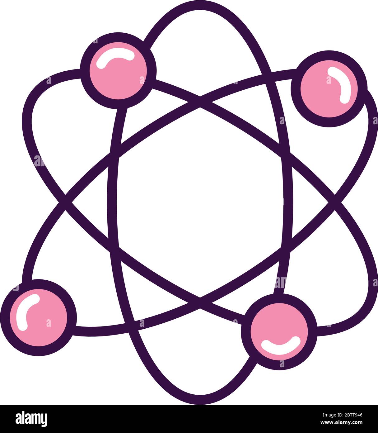 atom icon over white background, line color style, vector illustration ...