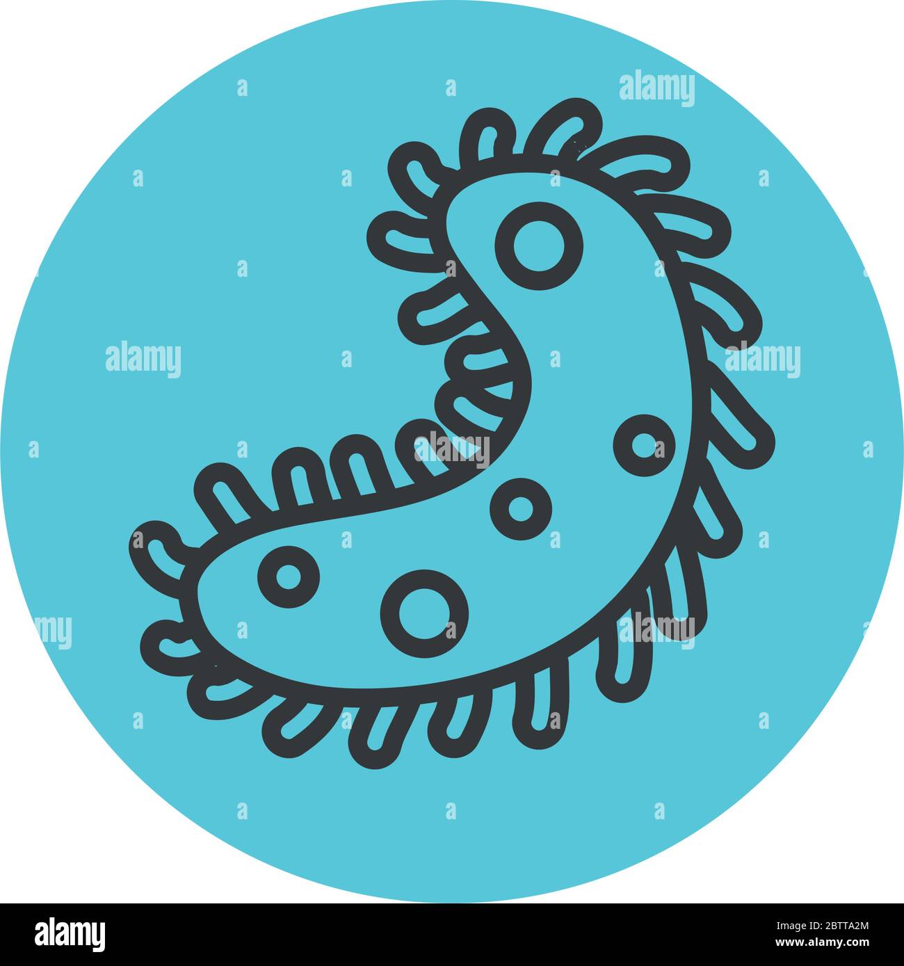 bacteria germ icon over white background, block line style, vector ...