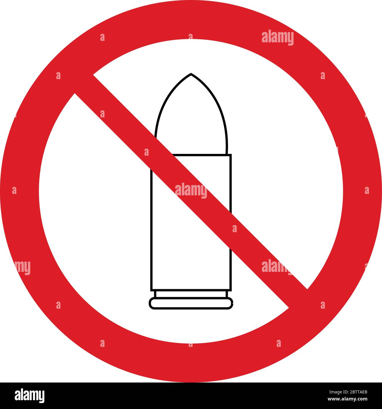 No Bullet vector. Not allow Bullet sign. The red circle prohibiting ...