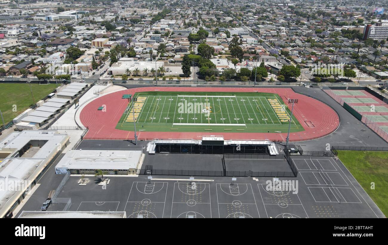 General overall view of the track and football and soccer field at Long ...