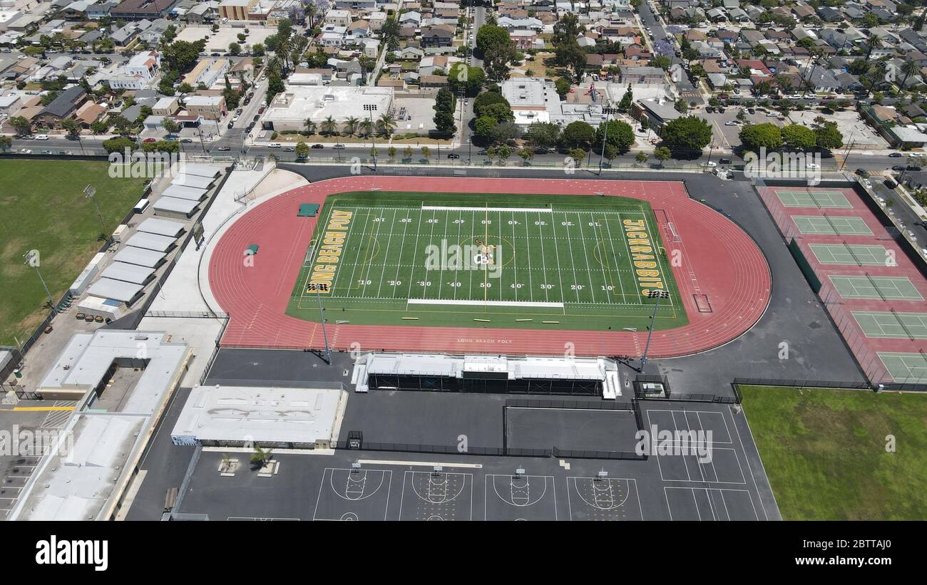 General overall view of the track and football and soccer field at Long ...
