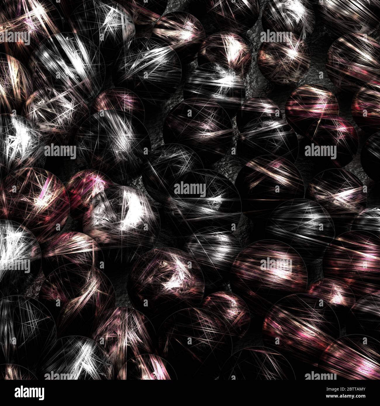 Artistic and abstract background of spheres with maroon colored scratch ...