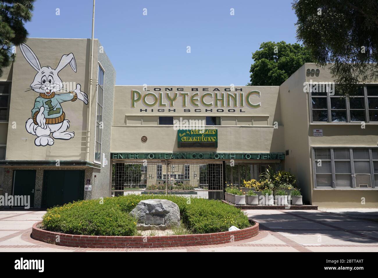 General overall view of the Long Beach Poly High School campus amid the ...