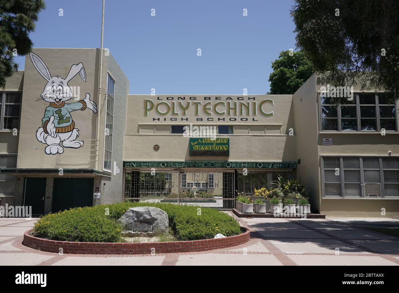 General overall view of the Long Beach Poly High School campus amid the ...