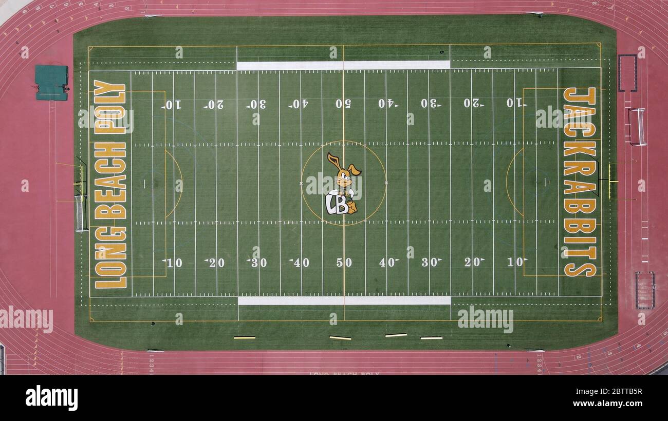 General overall view of the football and soccer field at Long Beach ...