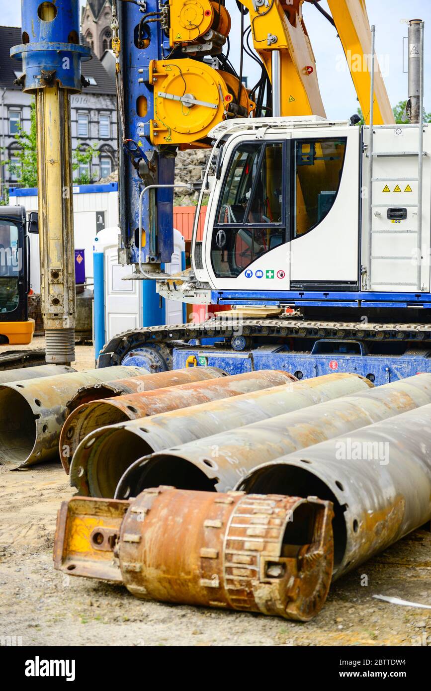 Building with drilling machine. Drilling machine ready to drill piles ...