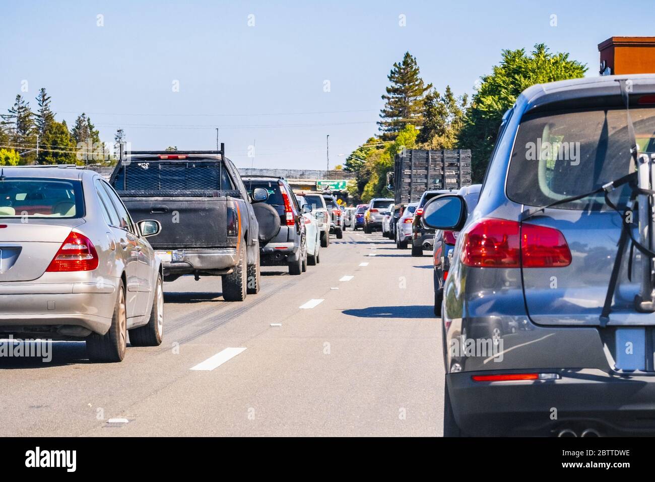 Heavy traffic on one of the freeways crossing Silicon Valley, San ...