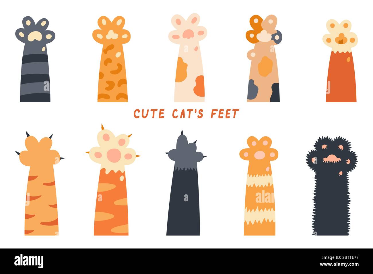 cat paws - legs, dog paw, cat background, kitten flat design, prints ...