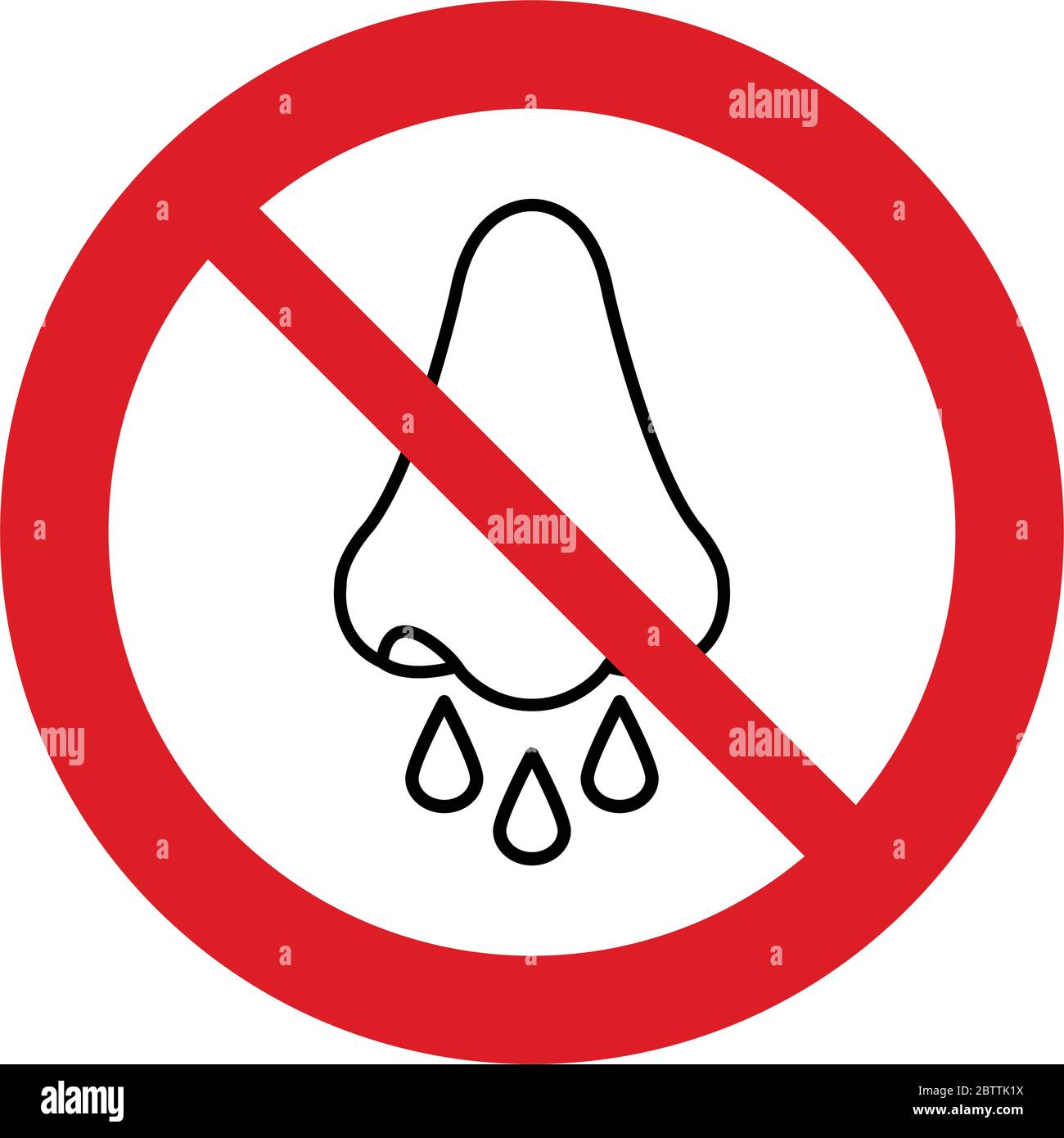 No runny nose vector. Not allow ill sign. The red circle prohibiting ...