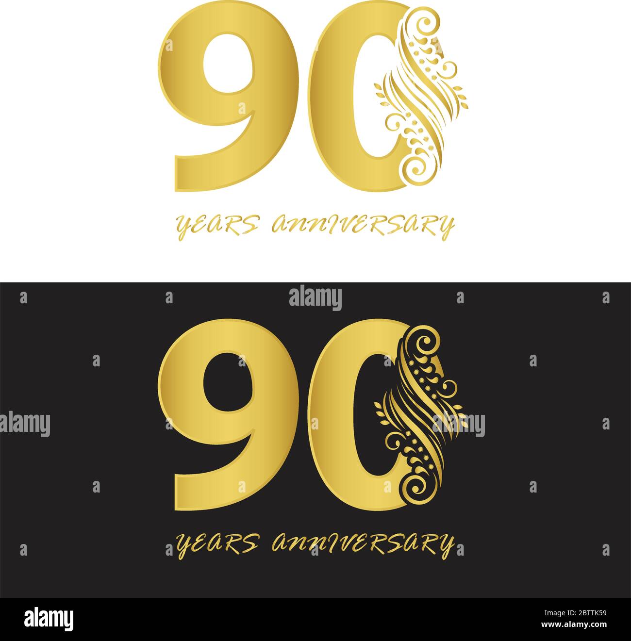 90 years anniversary vector, style for celebration, logo template Stock ...